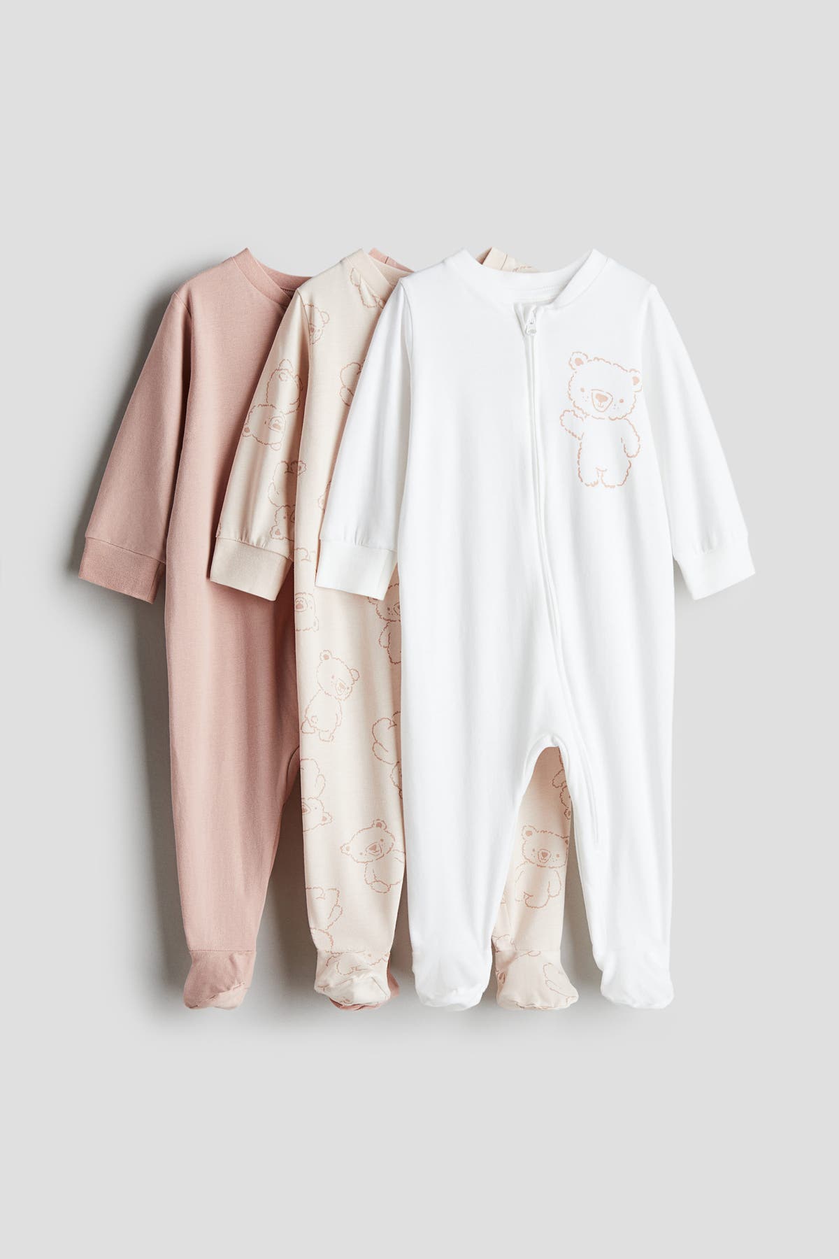 3-pack Zip-up Sleepsuits | H&M Qatar